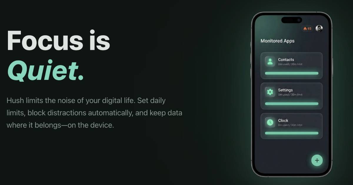 Hush | Block Apps & Focus - The Digital Minimalist Tool
